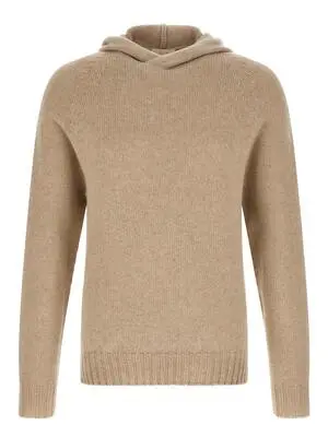 MA'RY'YA Hooded Sweater In Cashmere And Virgin Wool - Beige