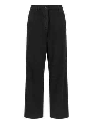 Dries Van Noten DRIES VAN NOTEN Wide Leg Cotton Trousers Gray