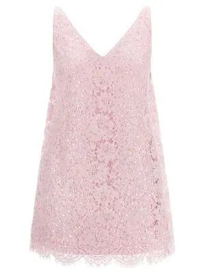 SELF-PORTRAIT Sequin Lace Mini Dress With Cape Effect - Pink