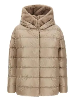 Herno HERNO Down Jacket With Fur-Trimmed Hood Beige