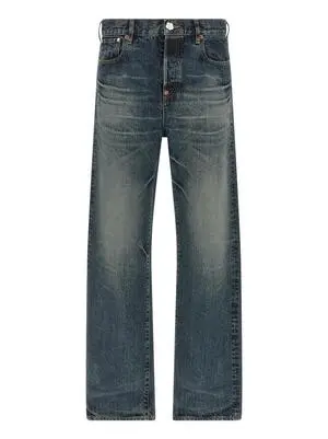Kenzo Boke Flower Button Straight Leg Jeans - Blue