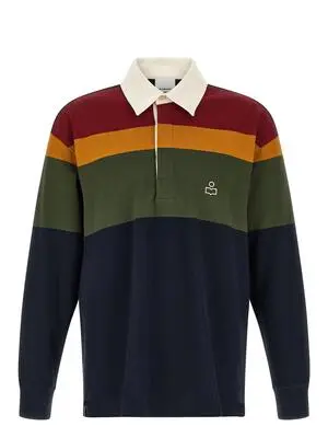 MARANT Color Block 'brandon' Polo Shirt - Blue