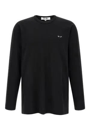 Play Comme Des Garcon Heart Patch Long Sleeve T-shirt - Black
