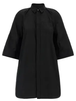 Sacai Chemisier Dress With Wide Sleeves - Black