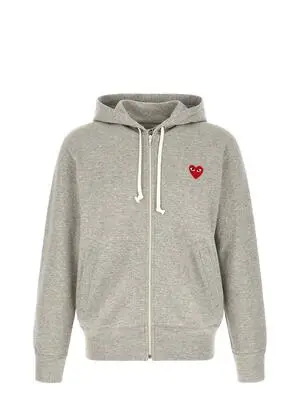 Play Comme Des Garcon Hoodie With Heart Patch - Gray