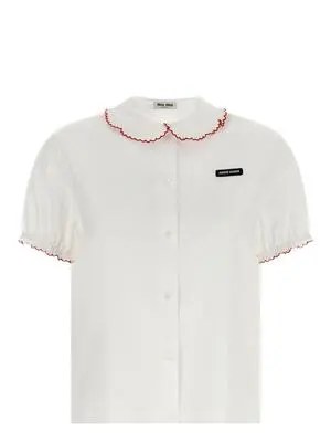 Miu Miu MIU MIU Shirt With Embroidered Piping Red
