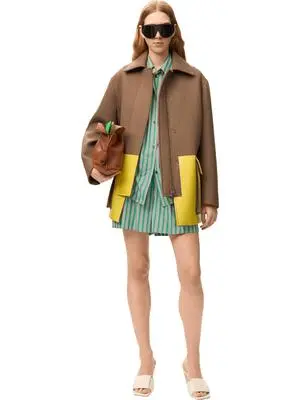 Loewe Wool Coat With Foil-printed Hem - Camel