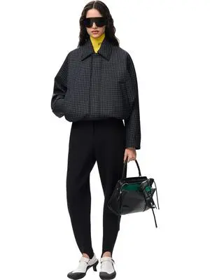 Loewe LOEWE Drawstring Jacket In Wool With Check Pattern Blue/black