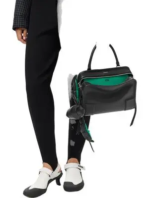 Loewe LOEWE Amazona 180 Lazy Crab Bag In Buffalino Leather Black/green