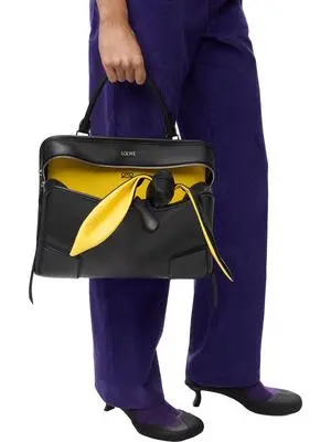 Loewe LOEWE Large Amazona 180 Lazy Dog Bag In Buffalino Leather Black/yellow