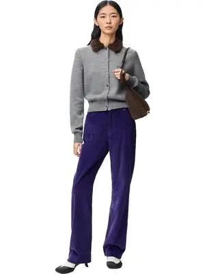 Loewe LOEWE Wool Cardigan With Brushed Hairy Yarn Collar Grey
