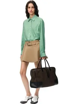 Loewe Loewe Mini Cotton Skirt With Buckle Belt Beige