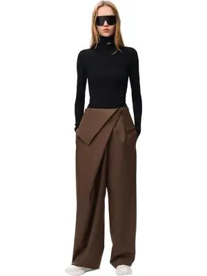 Loewe Draped Wool Trousers - Brown