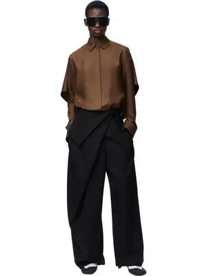 Loewe LOEWE Silk Cape Effect Shirt Brown