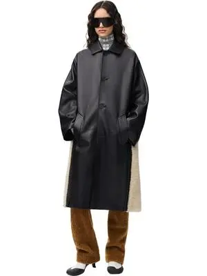 Loewe LOEWE Nappa Lambskin Coat With Shearling Trim Black