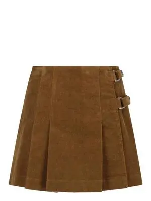 GOLDEN GOOSE Pleated Corduroy Mini Skirt - Brown