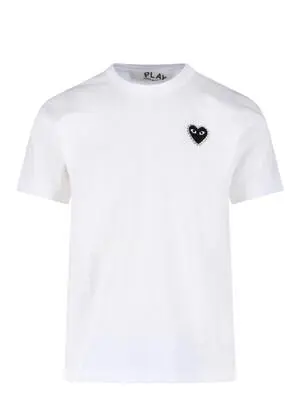 Play Comme Des Garcon T-shirt With Logo Rhinestones - White