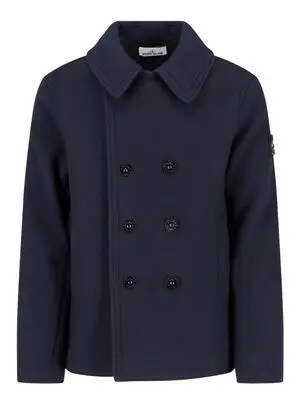 Stone Island Heavy Melton Short Coat - Blue