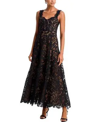 Aqua Lace Bustier Maxi Dress - Black