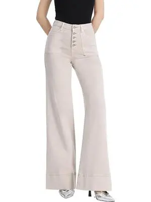 BAYEAS High Rise Wide Leg Denim Jeans - Light Khaki