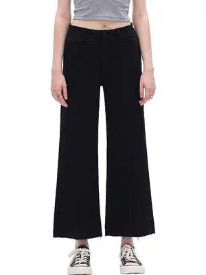 BAYEAS Bayeas High Rise Wide Leg Vertical Front Seam Raw Hem Denim Jeans