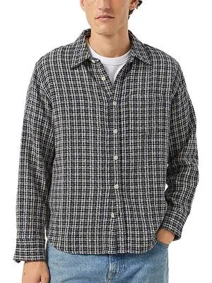 CORRIDOR Reverse Tweed Snow Check Cotton Shirt - Blue