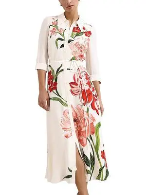 PHASE EIGHT Anabella Floral Print Shirt Dress - Ivory