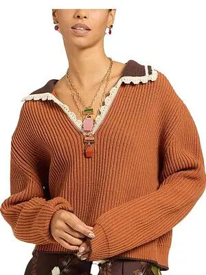 La DoubleJ Picket High Sweater - Solid Tobacco