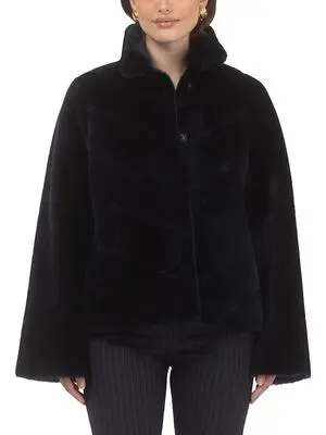 Gorski Reversible Merino Shearling Lamb Chevron Jacket - Navy/navy