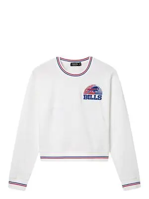 Junk Food Clothing Buffalo Bills Cropped Striped Rib Fleece - White