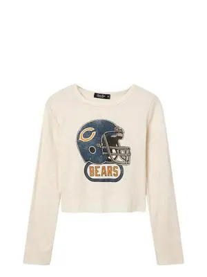 Junk Food Clothing Chicago Bears Helmet Crop Thermal - Birch