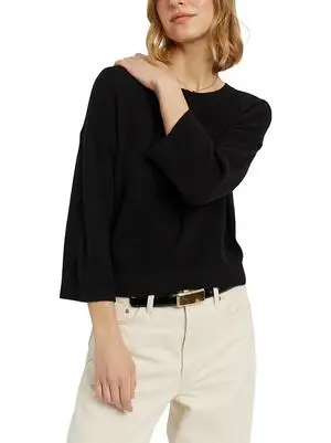Chinti & Parker Cloud Cashmere Cropped Sleeve Sweater - Black