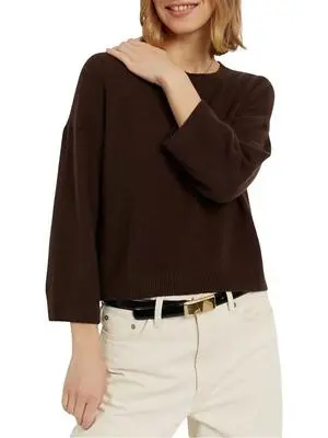 Chinti & Parker Cloud Cashmere Cropped Sleeve Sweater - Chocolate