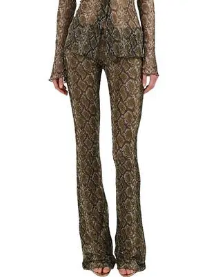 NOCTURNE Snake Print Low Rise Flare Trousers - Multi-colored