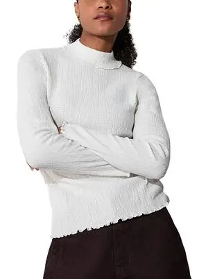 Whistles Textured Mock Neck Long Sleeve Top - Ivory