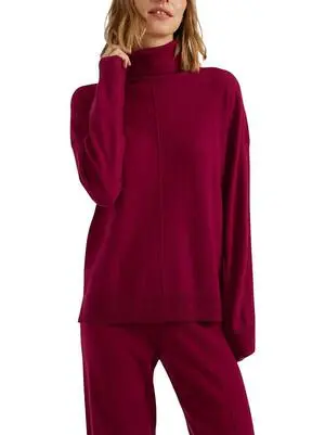Chinti & Parker Relaxed Roll Neck Wool & Cashmere Sweater - Cherry