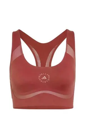 Adidas By Stella McCartney Mesh-panelled Racerback Sports Bra Red