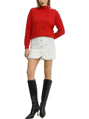 MORGAN Heart Embellished Turtleneck Knitwear - Red