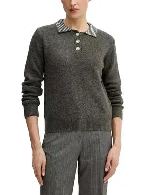 MORGAN Embellished Collared Sweater - Grey