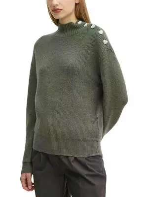 MORGAN Heart Embellished High Neck Sweater - Green