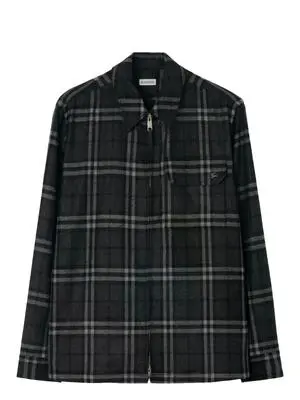 Burberry Check Wool Cashmere Overshirt - Grey