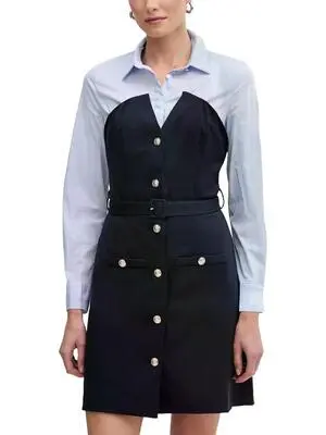 MORGAN Button Belted Mini Dress - Blue