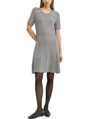 MORGAN Embellishment Detail Short Sleeve Mini Dress - Grey