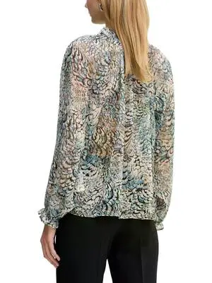MORGAN V-neck Printed Blouse - Blue