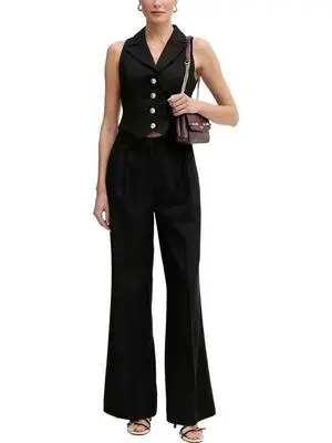 MORGAN Sleeveless V-neck Vest - Black
