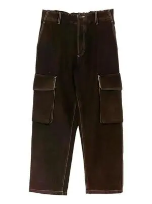 UMA WANG Contrast Stitch Cargo Pants - Brown