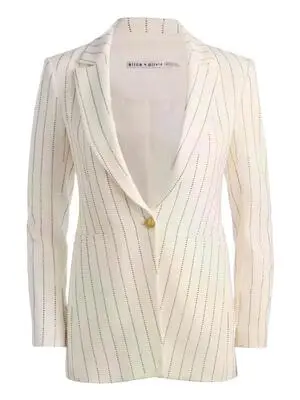 Alice + Olivia Breann Embellished Cutaway Blazer - Neutrals