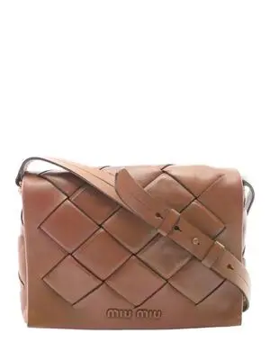 Miu Miu Woven Leather Crossbody Bag - Brown
