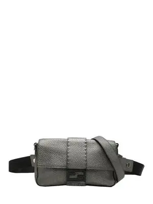 Fendi Selleria Leather Convertible Baguette Satchel - Grey