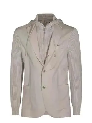 ELEVENTY Eleventy Ribbed-Knit Panelled Hoodie